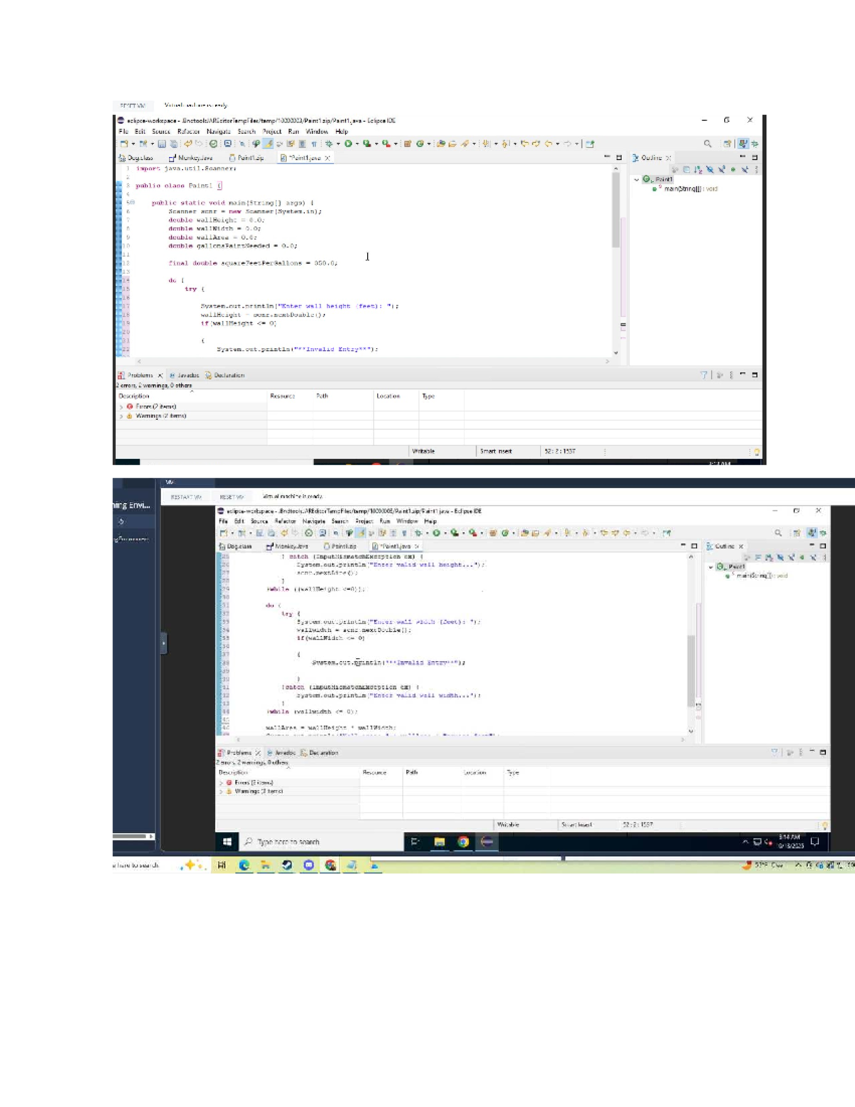 RESET VM: Eclipse IDE Java Program for Paint Calculation - Studocu