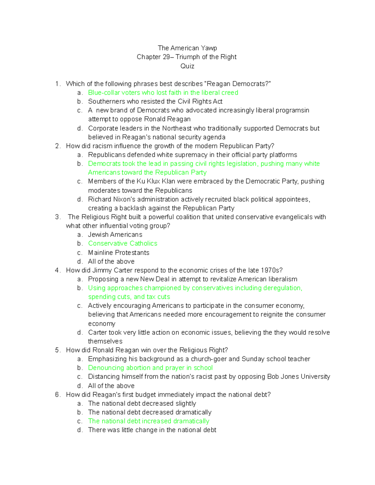 The American Yawp - Quiz on Chap.29: Triumph of the Right - Studocu