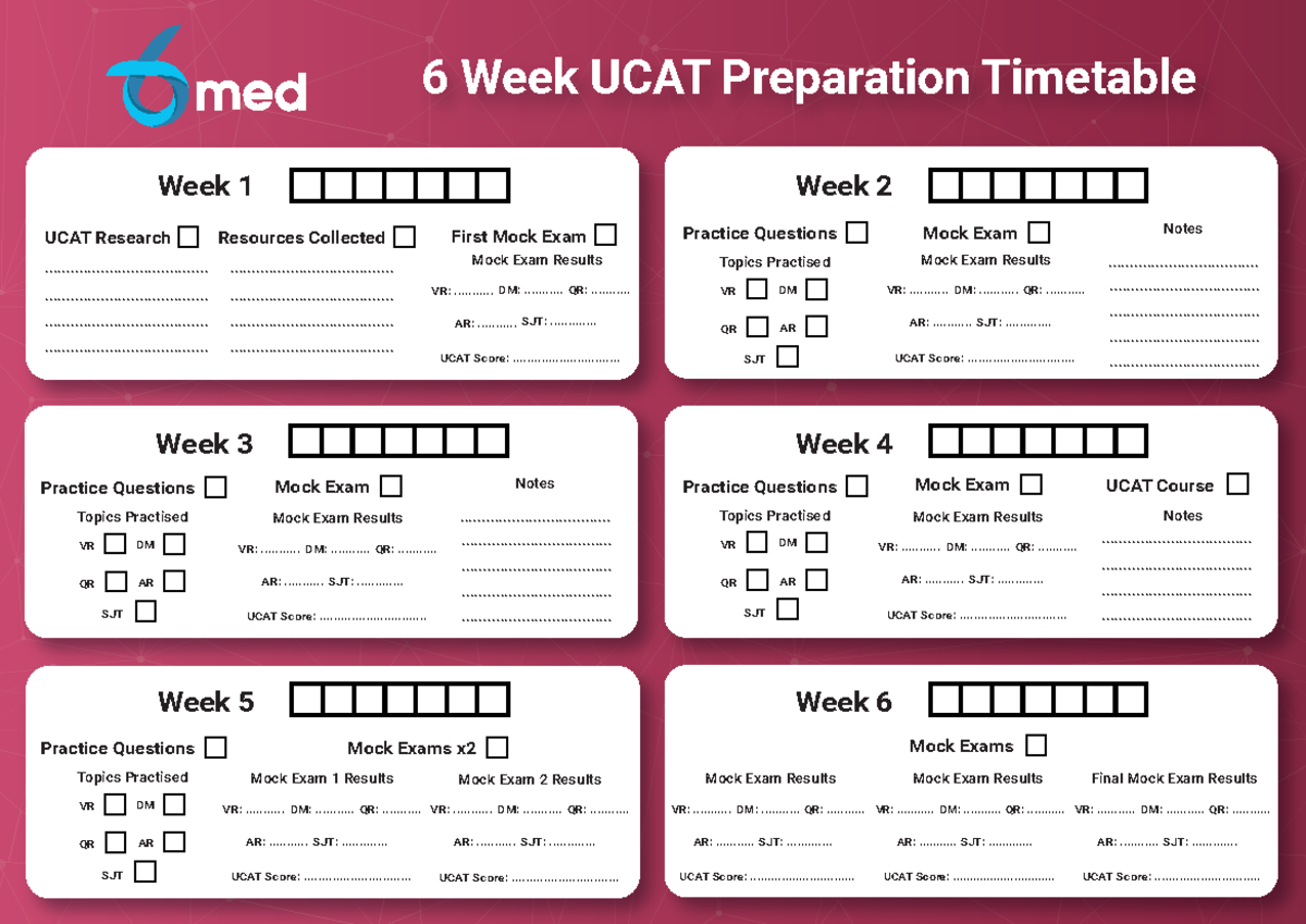 6med UCAT 6-Week Preprtn Timetable & Mock Exam Results - Studocu