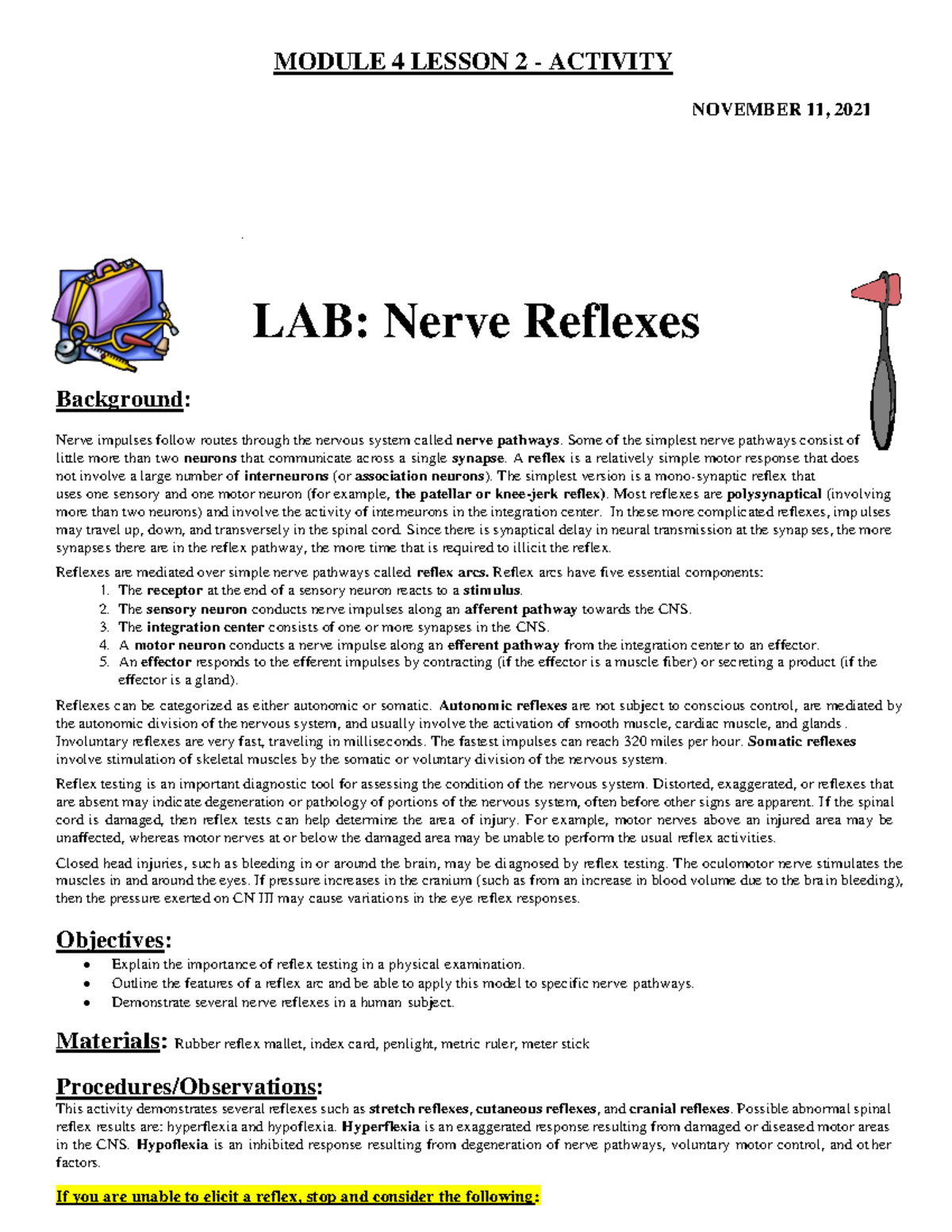 GEN. Physiology- Nerve Reflexes - MODULE 4 LESSON 2 - ACTIVITY GROUP 10 ...