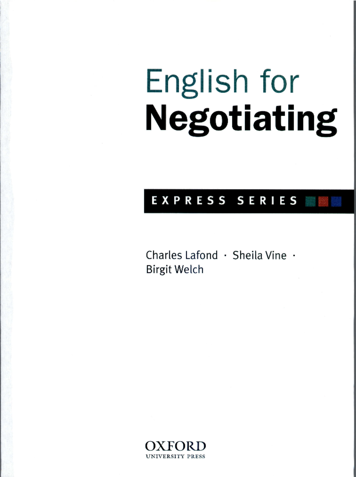 Ingless BOOK NOW - todo - EXPRESS SERIES English for Negotiating ...