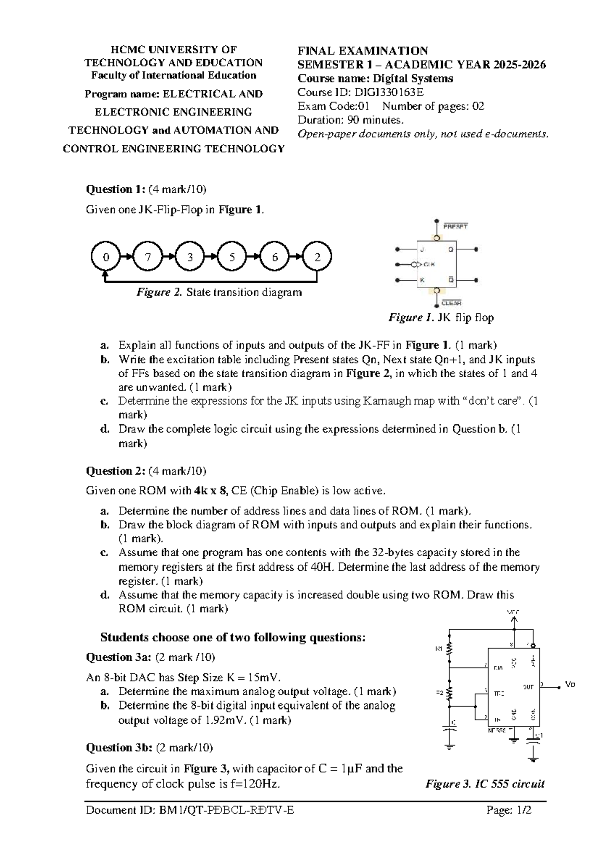DIGI330163E Final Exam: Digital Systems - Semester 1 Overview - Studocu