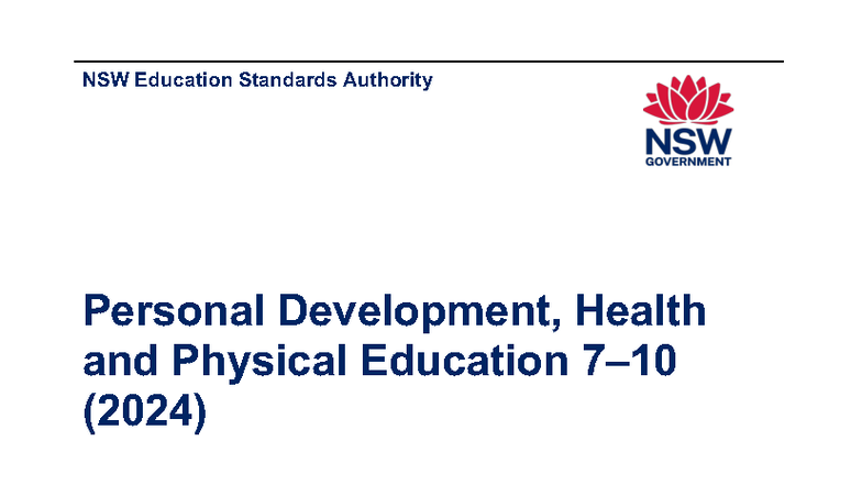 NESA PDHPE Curriculum Overview (2024) for Stages 4-5-6 - Studocu