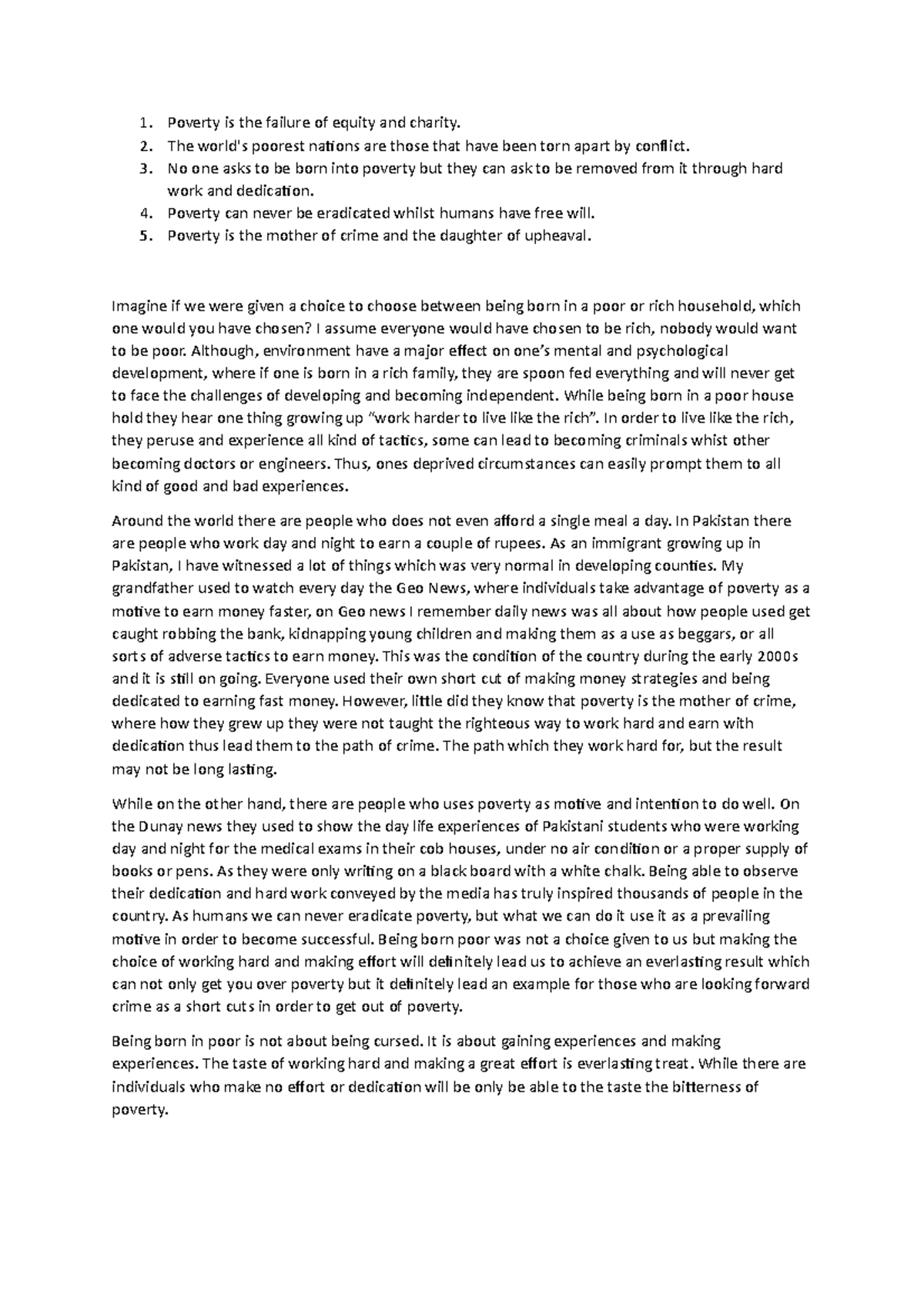 Poverty and Home: Persuasive Essay for GAMSAT Practice - Studocu