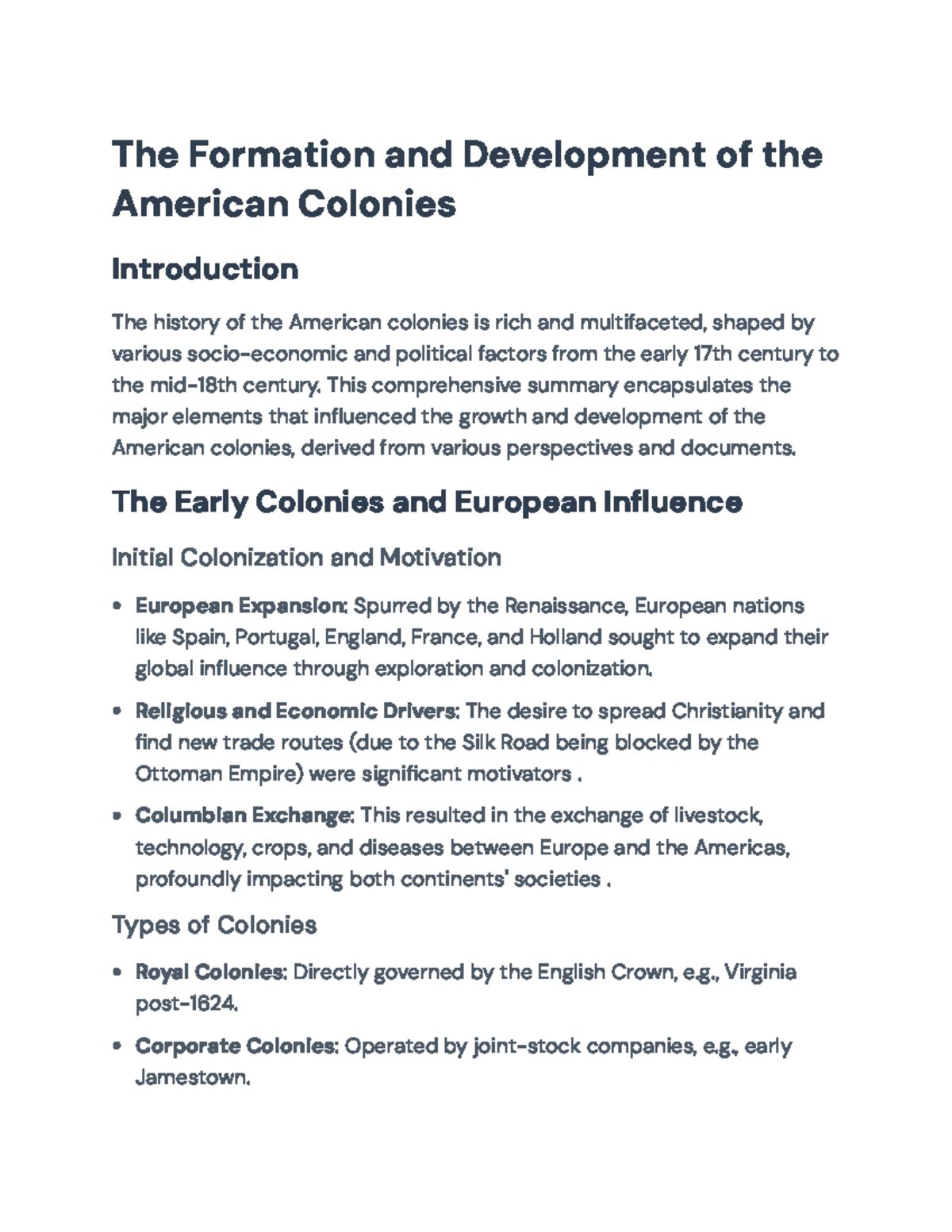The Formation and Development of American Colonies: A Detailed Overview ...