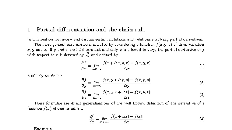 Multi 4 - Partial Differentiation and Chain Rule Overview - Studocu