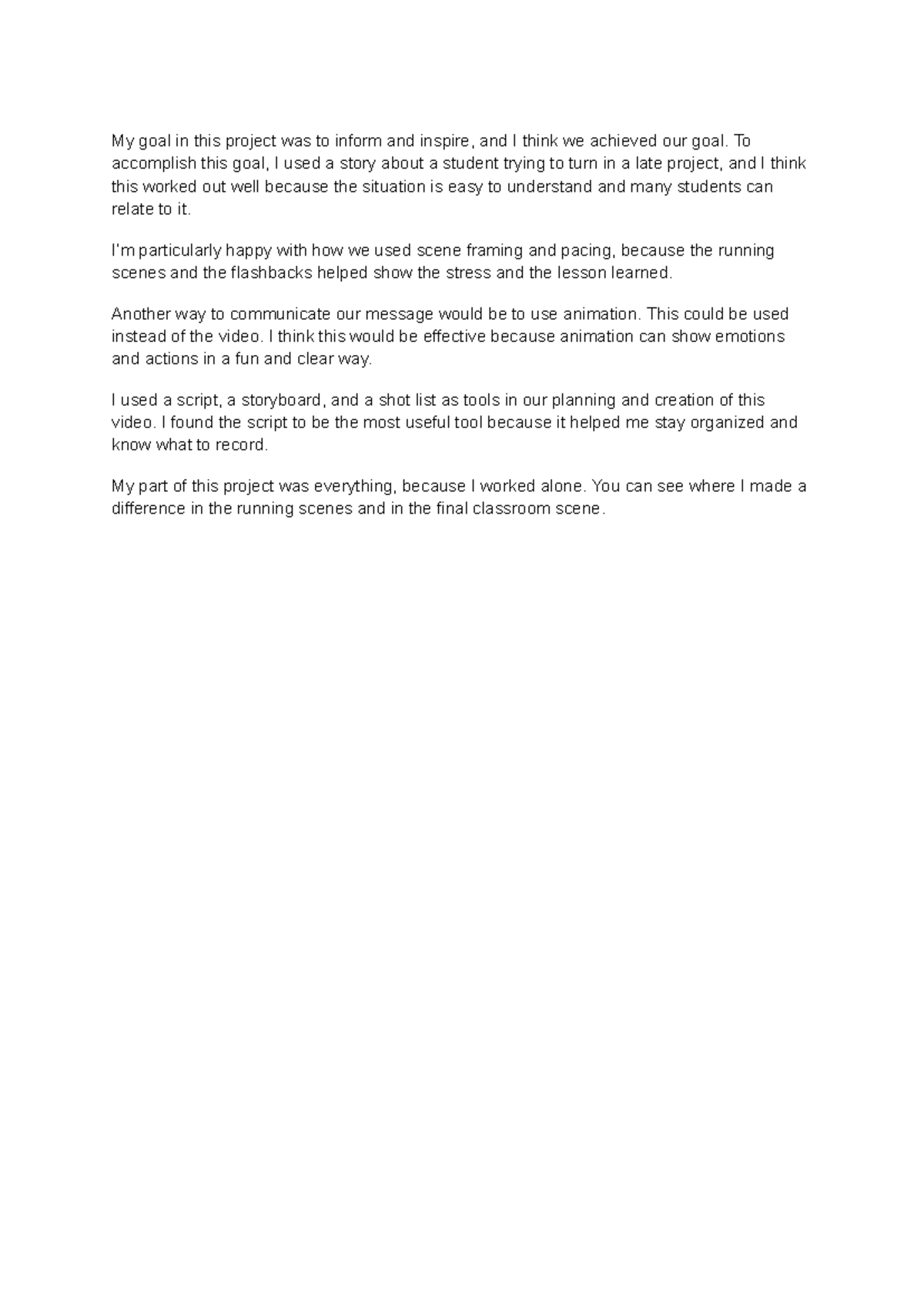 Final Project - Inspiring Storytelling Techniques in Video - Studocu