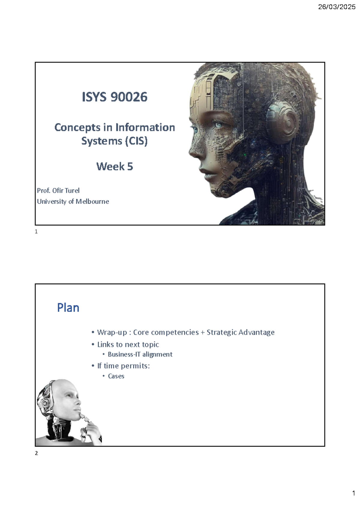 ISYS 90026 CIS Week 5 Lecture Notes: Core Competencies & CA - Studocu