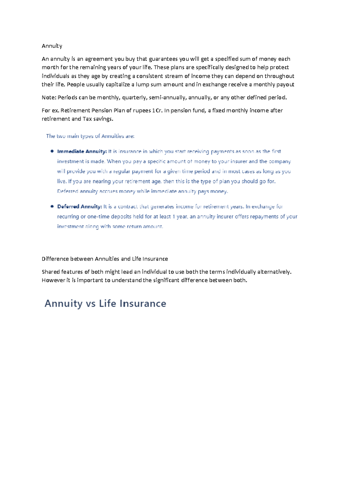 Annuities vs Life Insurance: Key Differences Explained - Studocu