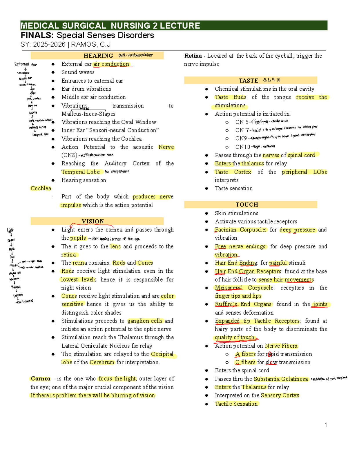 NCM 116 LECTURE FINALS: Special Senses Disorders Overview - Studocu