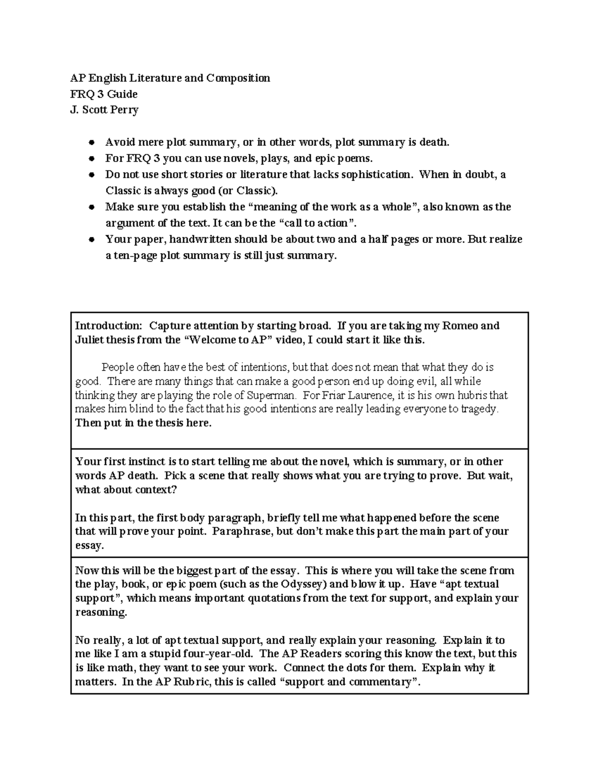 AP English Literature and Composition FRQ 3 Guide Revised - AP English ...