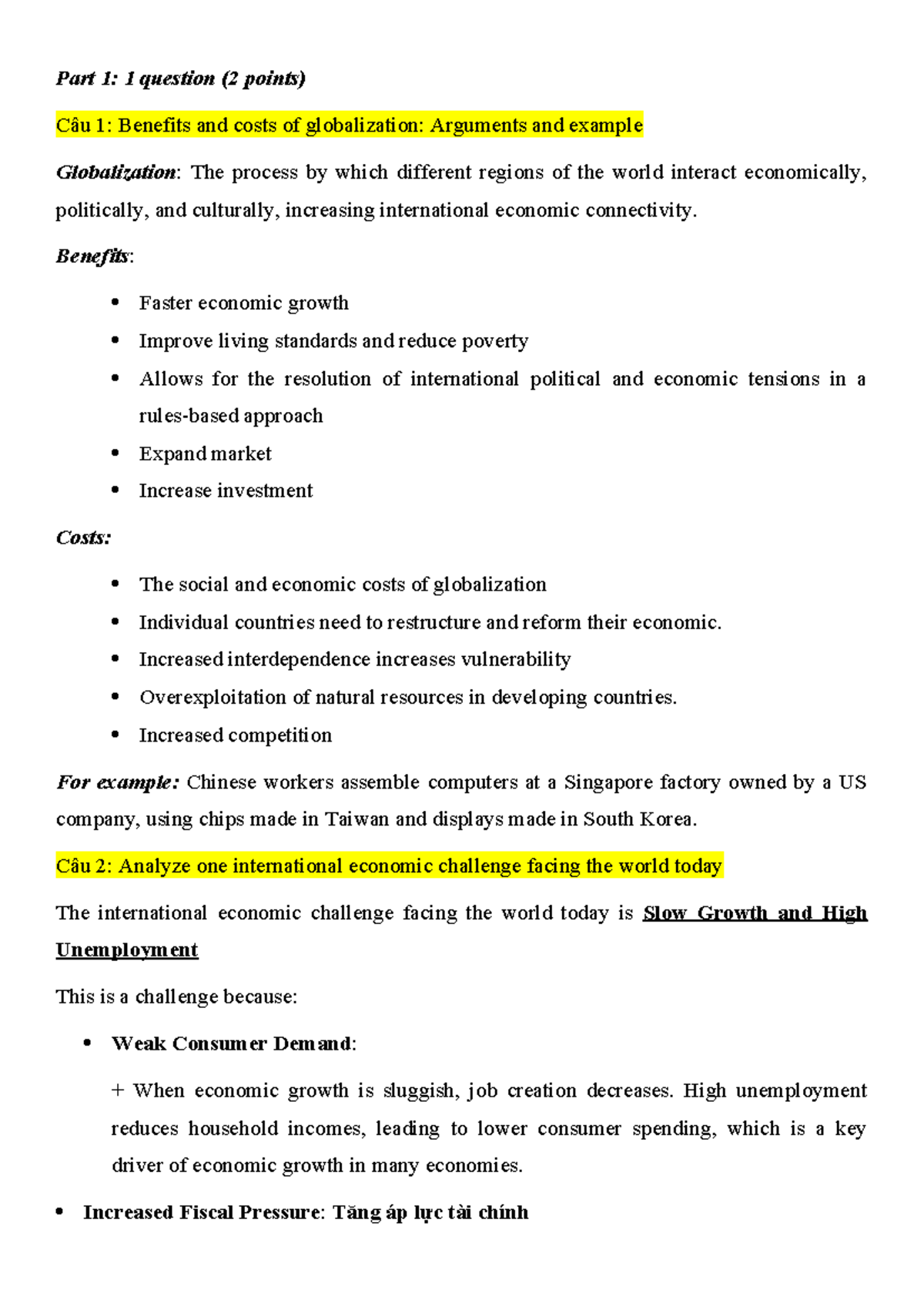 KTQT: Globalization Benefits, Economic Challenges & MNC Strategies ...