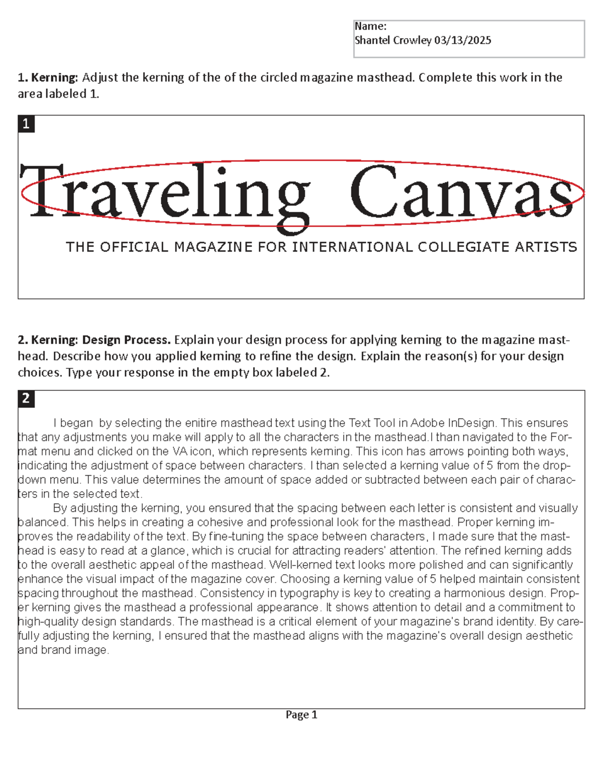 Kerning and tracking design process in GRA 340 module two activity ...