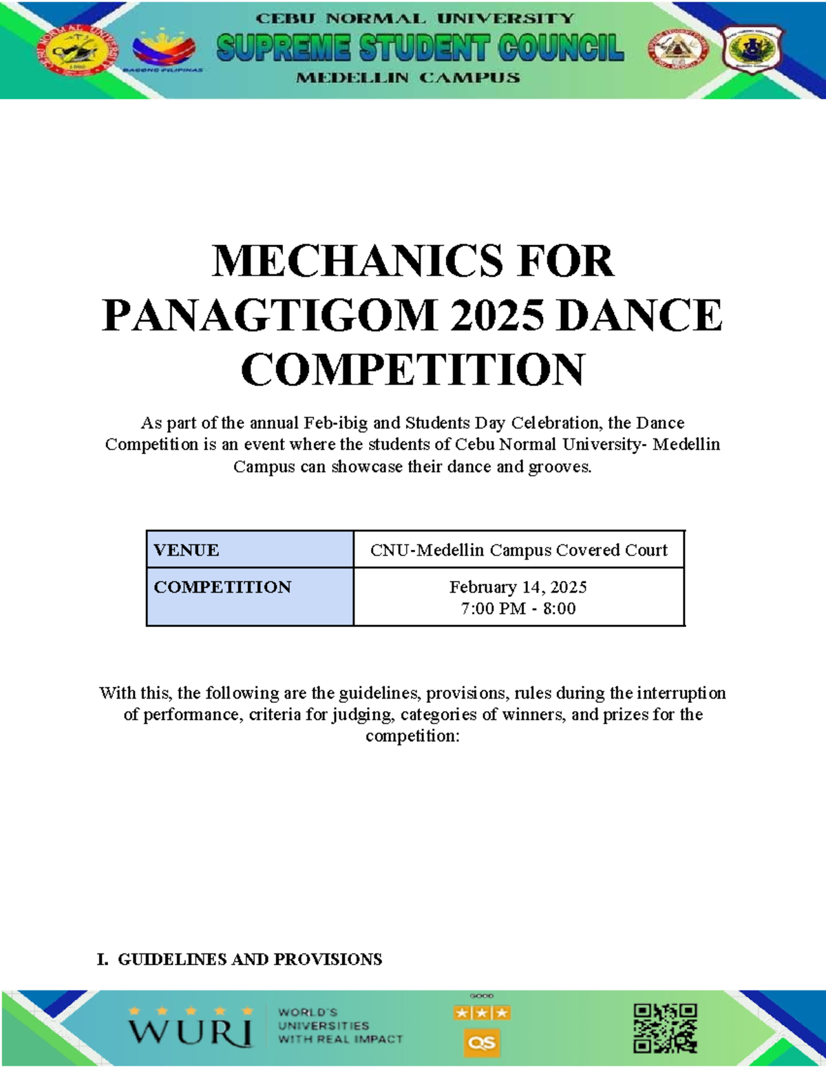 Panagtigom 2025 Dance Competition Guidelines and Rules - Studocu