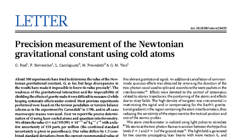 Precision Measurement of the Newtonian Gravitational Constant G Using ...