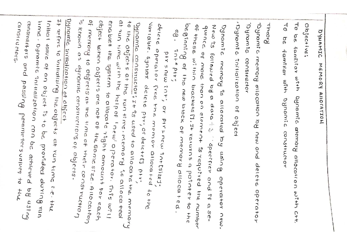 C++ Lab 6: Dynamic Memory Allocation and Constructors - Studocu