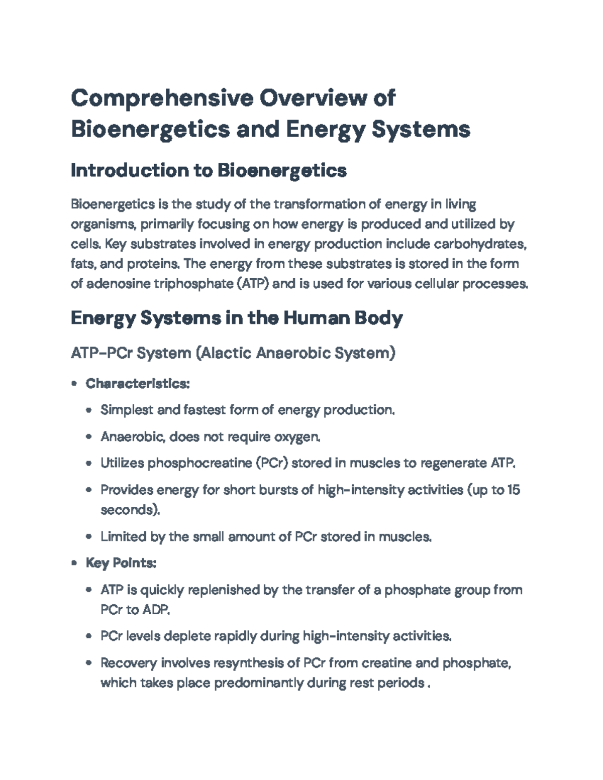 Bioenergetics and Energy Systems: Comprehensive Overview and Analysis ...