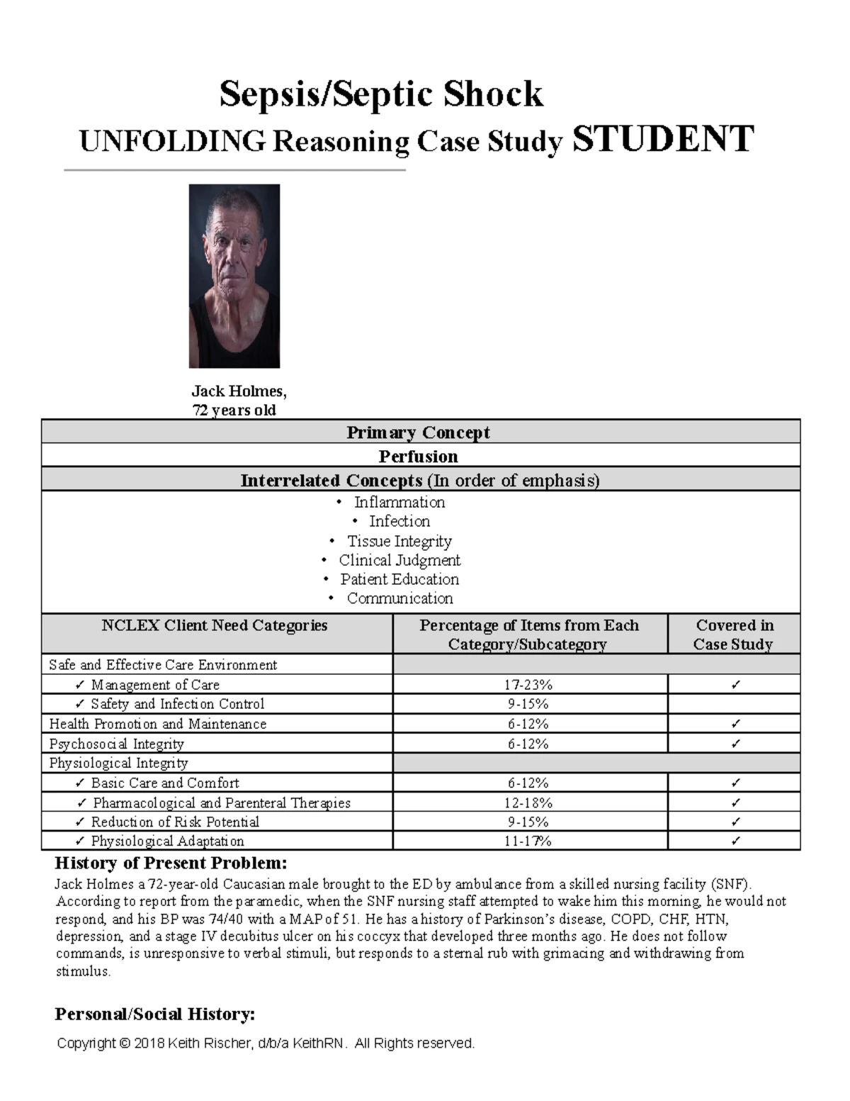 Septic Shock Case Study - Patient Jack Holmes (NCLEX Focus) - Studocu