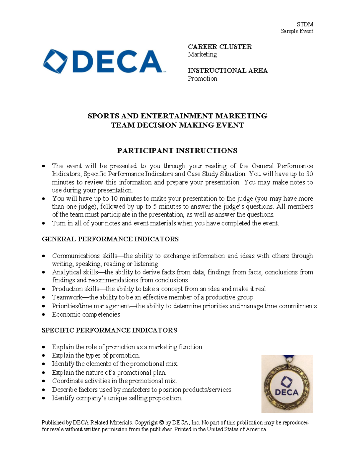 DECA STDM Sample Event: Marketing Team Promotion Plan for Pet Shop 3D ...