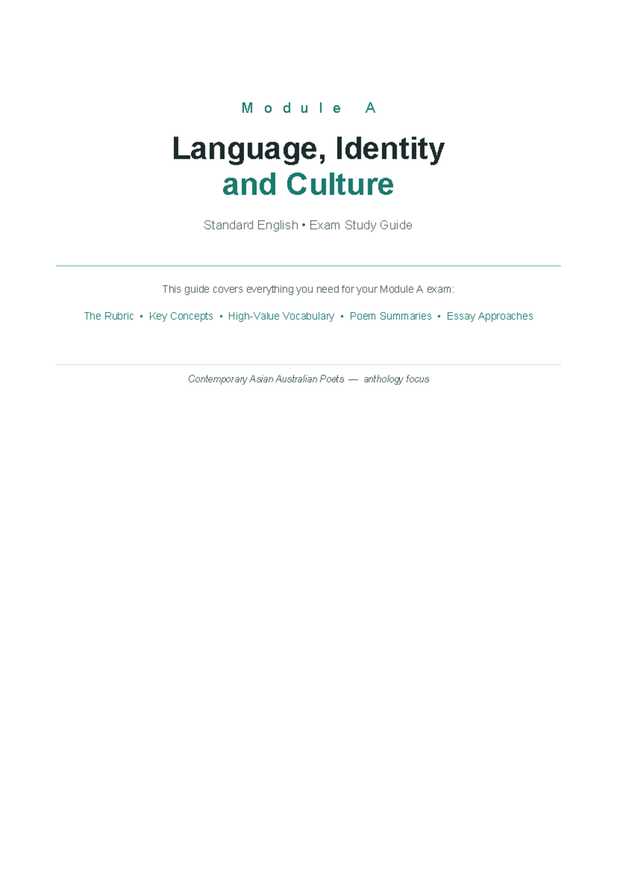 Module A: Language, Identity & Culture Exam Study Guide - Studocu