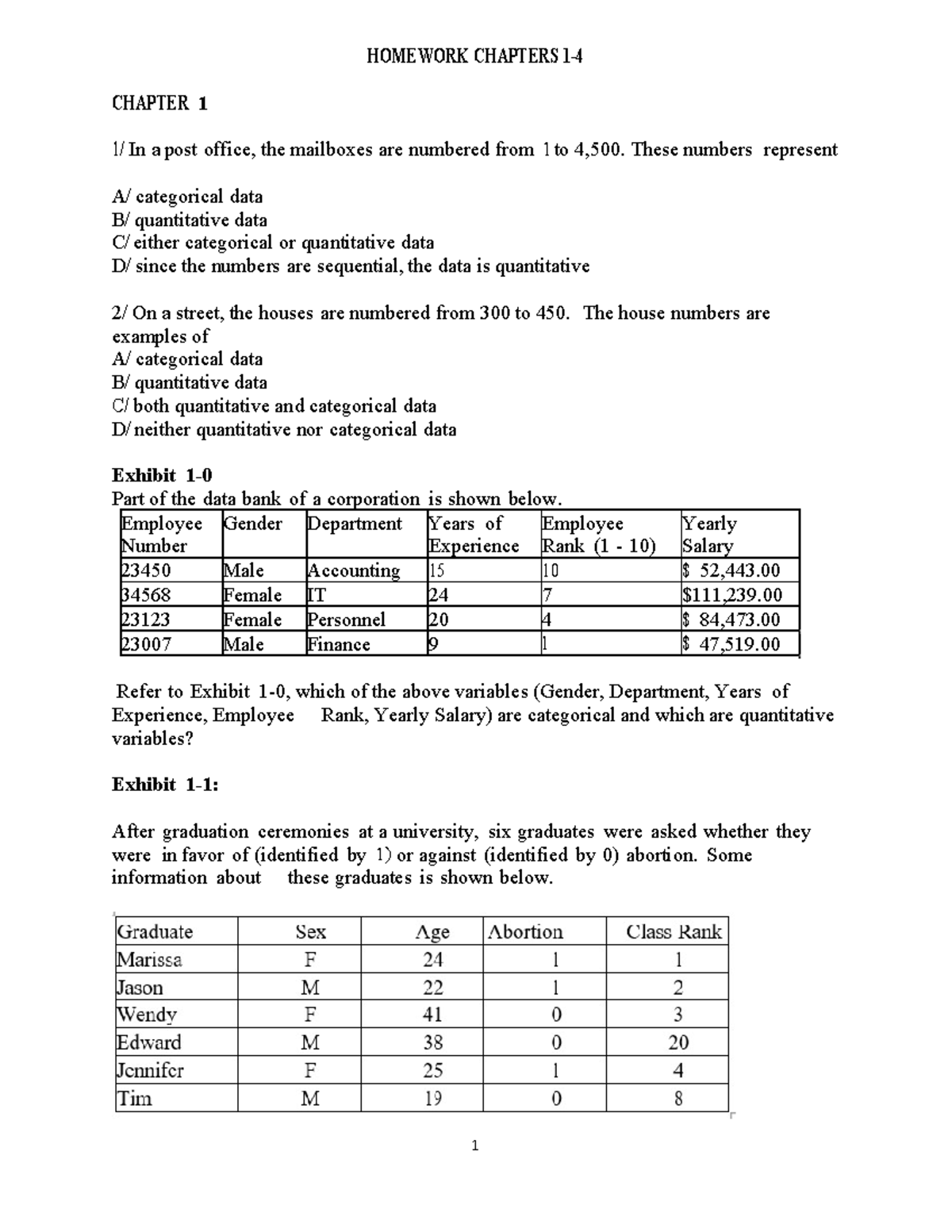 Homework Chapters 1-4: Data Analysis and Probability Concepts - Studocu
