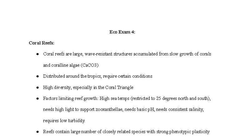 Coral Ecology and Disturbance Dynamics: Insights from Eco Exam 4 - Eco ...