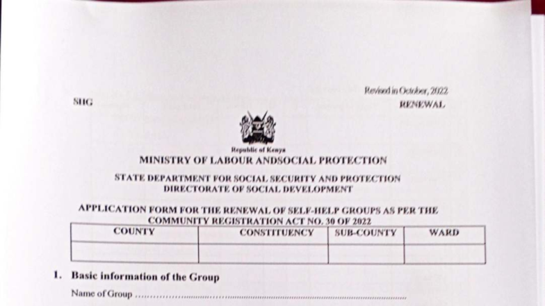 SHG RENEWAL Application Form - Kenya Ministry of Labour - Studocu