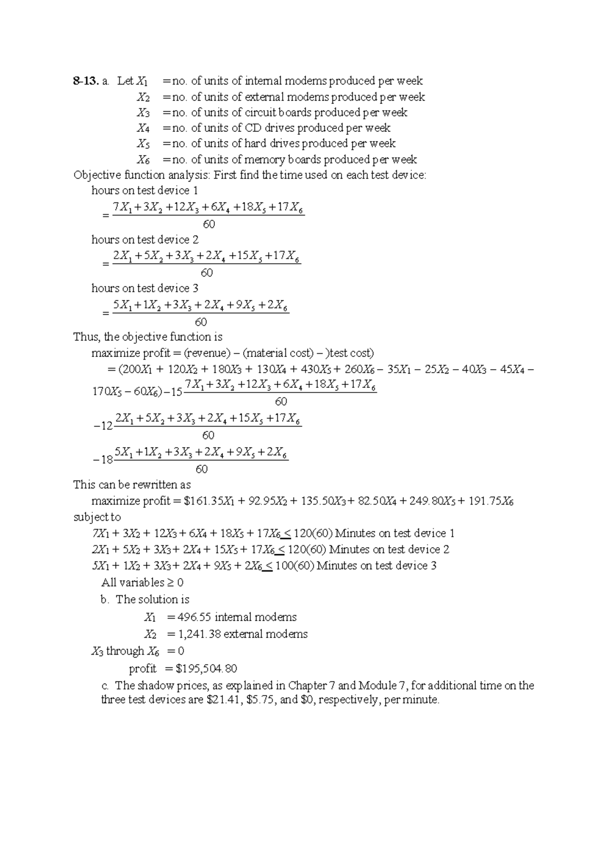 SU3 Homework Memo: Objective Function Analysis & Solutions - Studocu