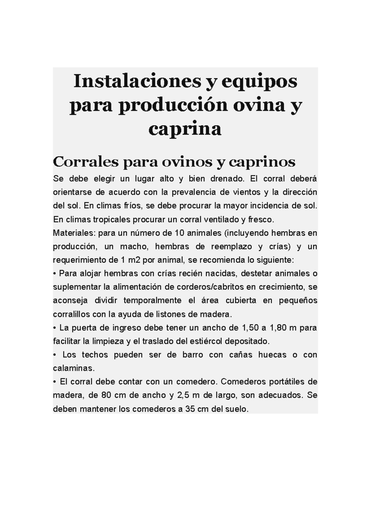 Instalaciones y Equipos para Producción Ovina y Caprina: Guía Práctica ...