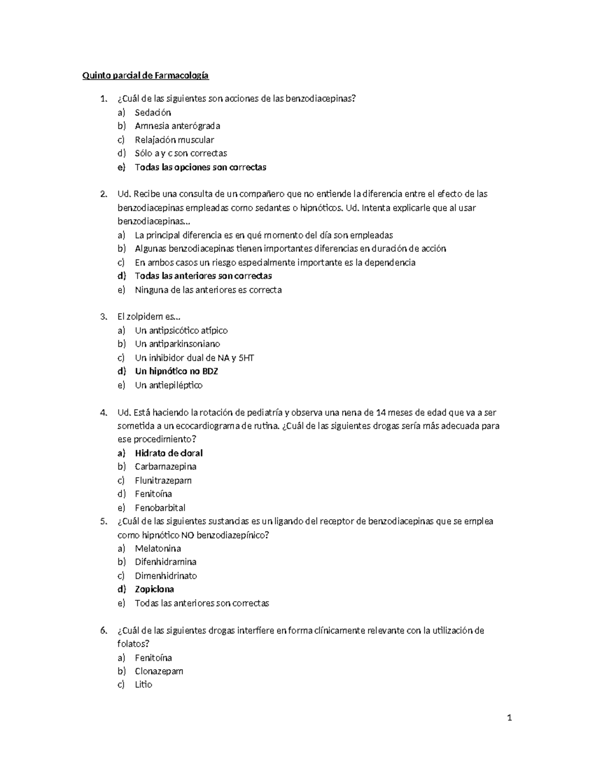 5 parcial de farmacología 1: preguntas y respuestas clave - Studocu