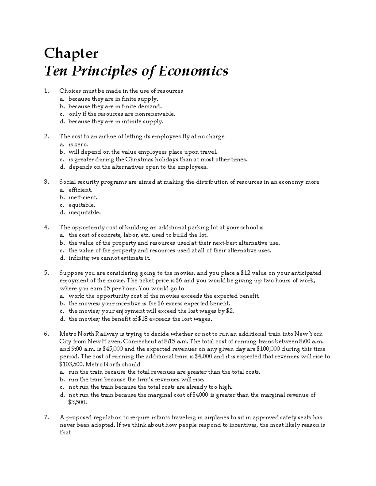 Chapter 10: Principles of Economics 1 (C.01) - Key Concepts Explained ...