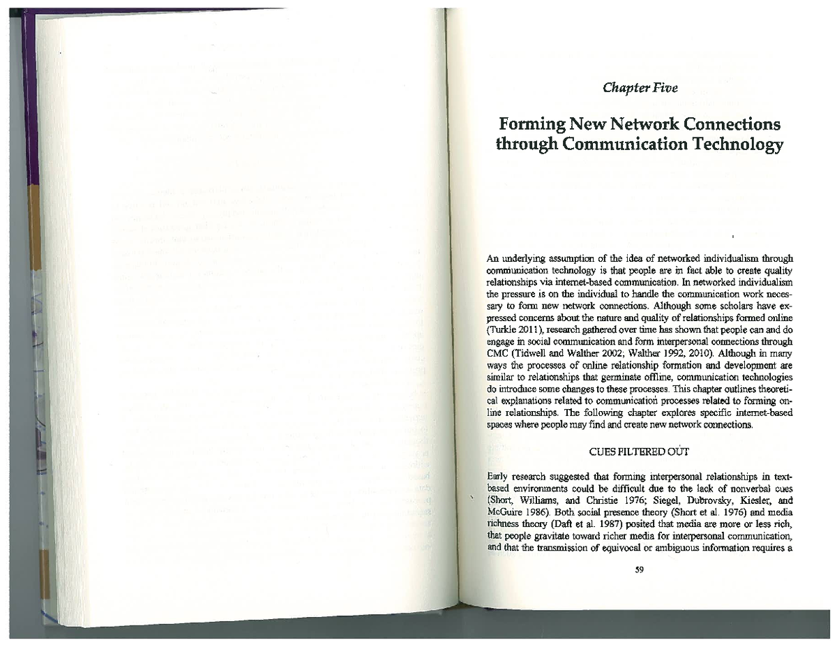 Chapter 5: Forming New Network Connections via Communication Tech - Studocu