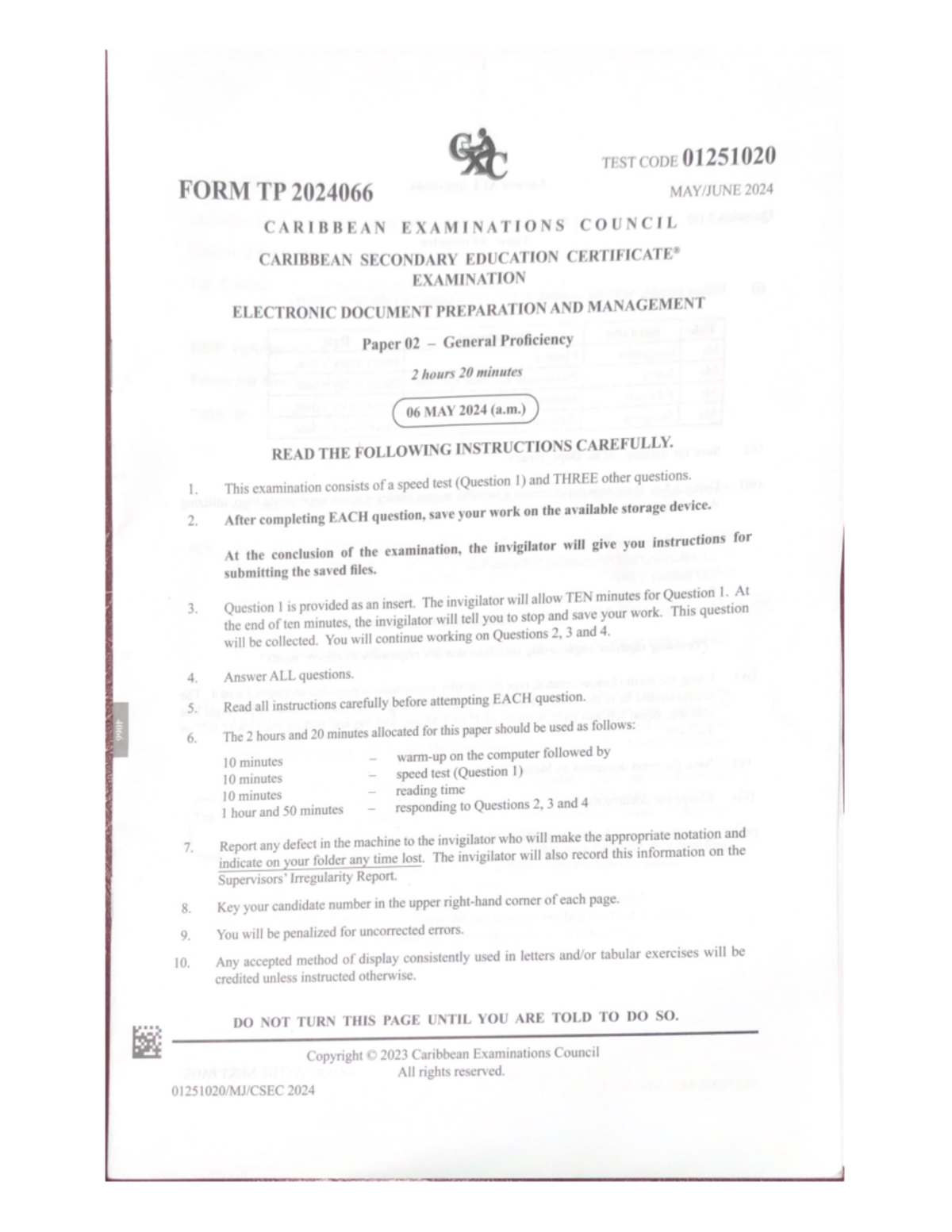 730330177 EDPM FINAL EXAM MAY JUNE 2024 PAPER 02 GUIDELINES - Studocu