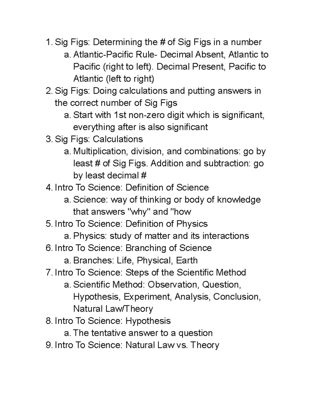 Physics Midterm Review (Carcich) - Sig Figs: Determining the # of Sig ...