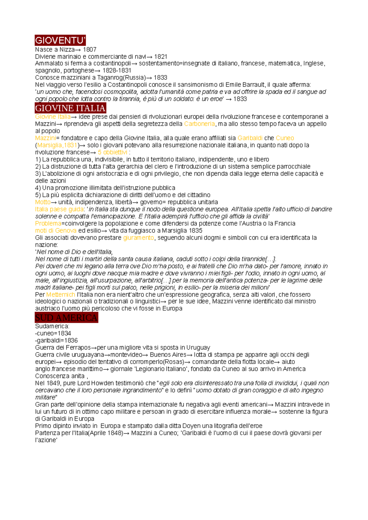 Garibaldi: Vita e Ideali della Giovine Italia (Storia 101) - Studocu