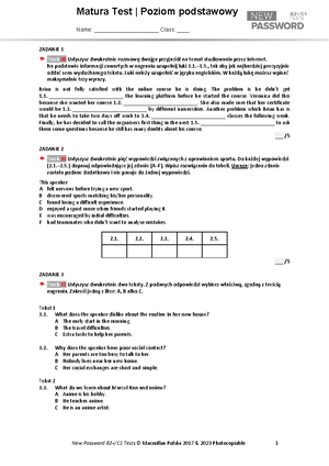 EC A2 Tests - Language Test Unit 1 Grupa A - Name