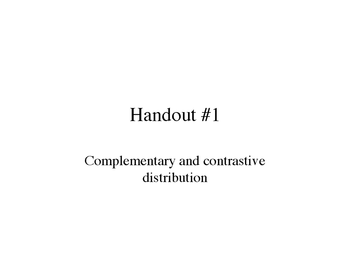 Handout 1 - guide to assignment on complementary and contrastive ...