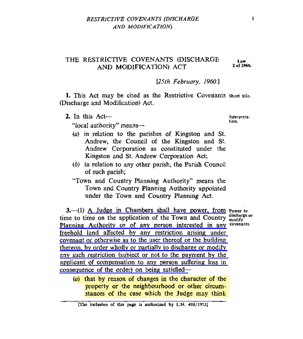 Restrictive Covenants (Discharge and Modification) Act Overview - Studocu