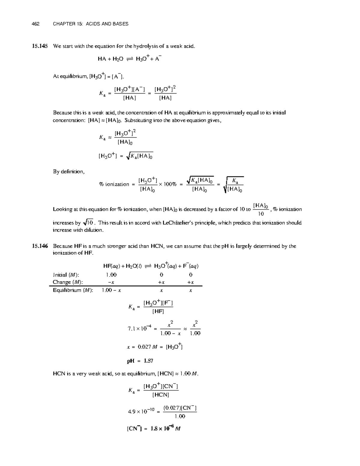 462 CHAPTER 15: ACIDS AND BASES - Chemistry Solutions Manual - Studocu