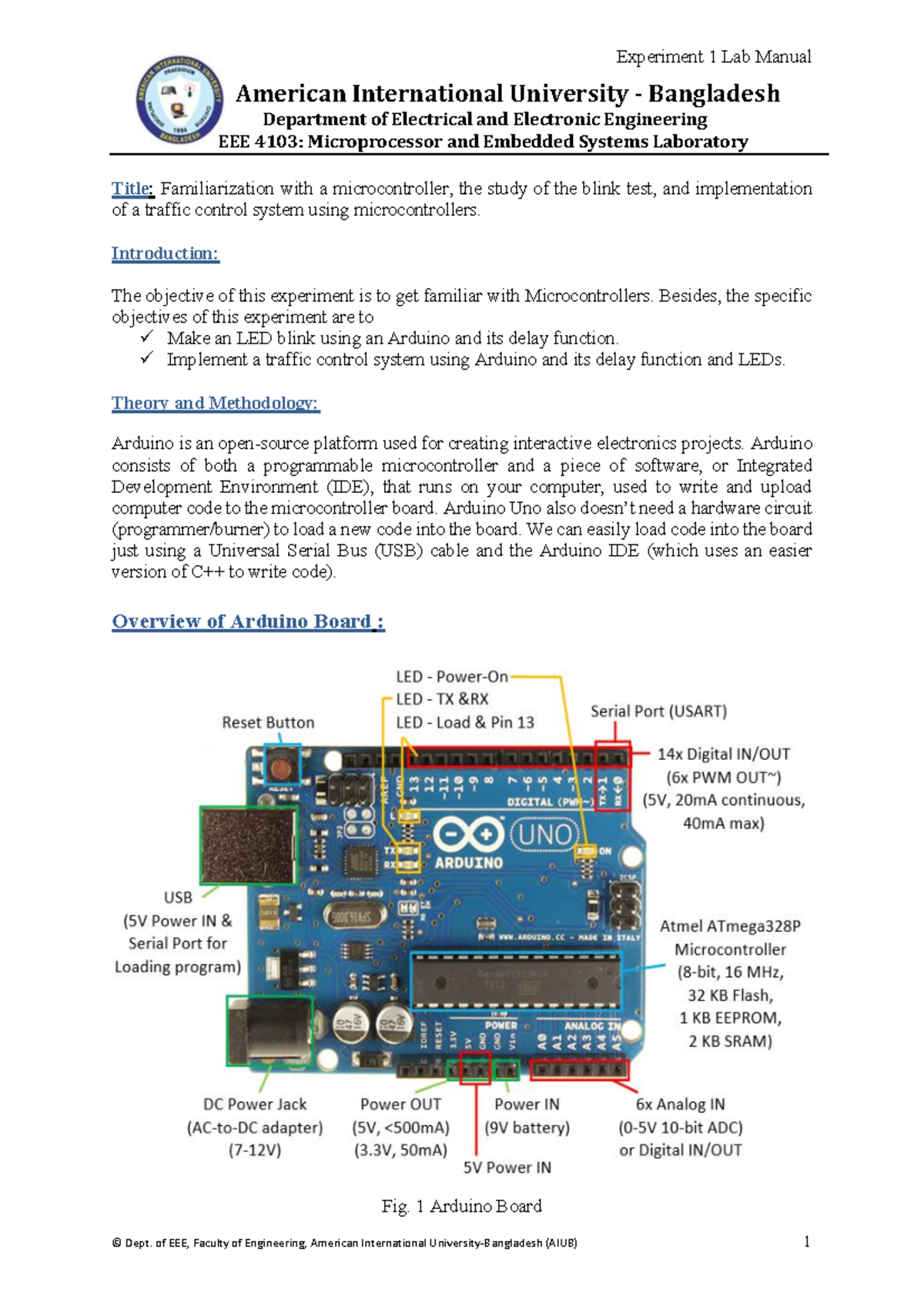 Lab Manual 4103: Microprocessor & Embedded Systems Experiment 1 ...