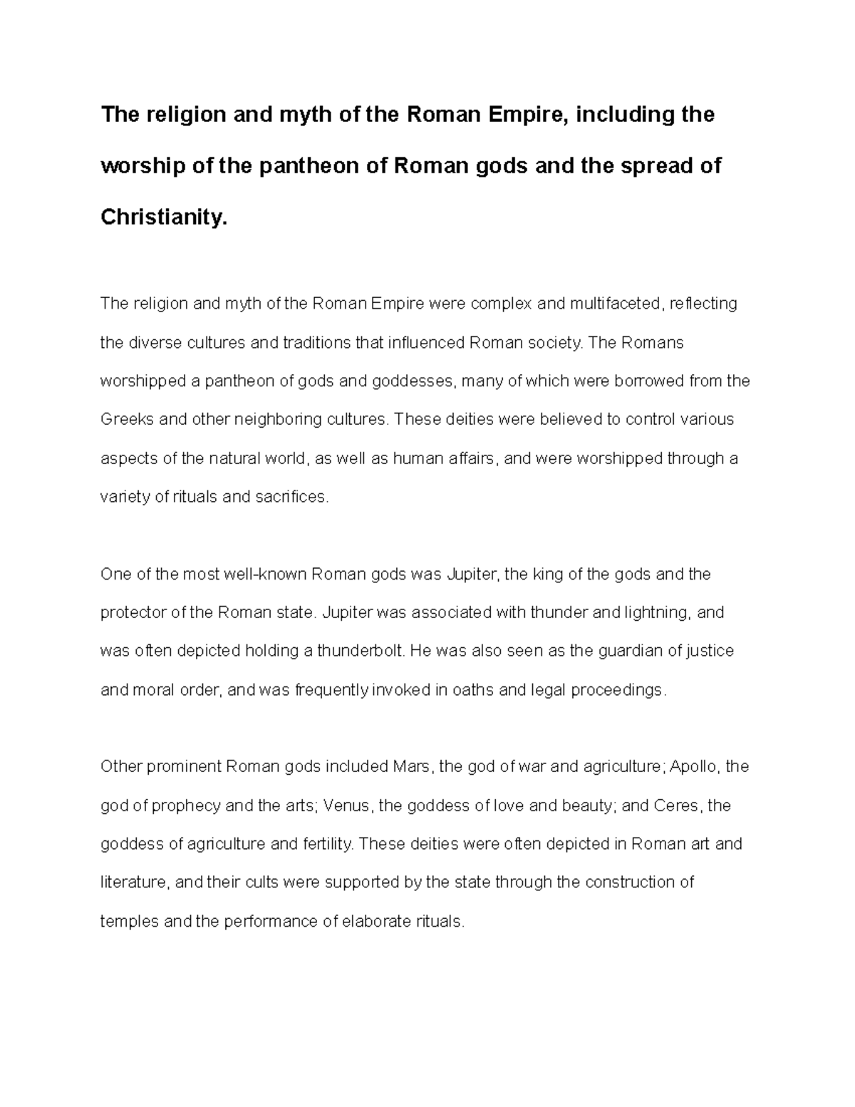 The religion and myth of the Roman Empire, including the worship of the ...