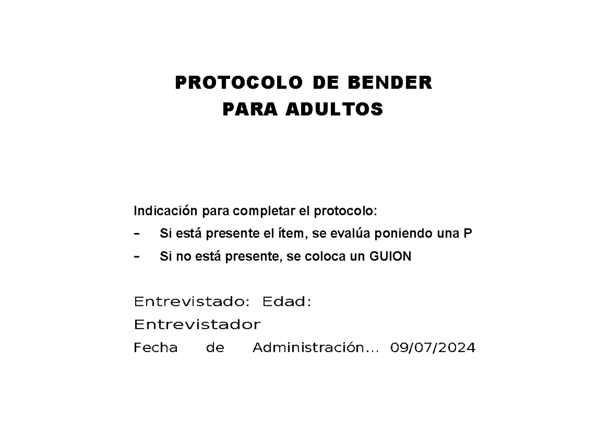 A.A.4. Test Gestáltico Visomotor de Bender (Lauretta Bender y Woolf ...