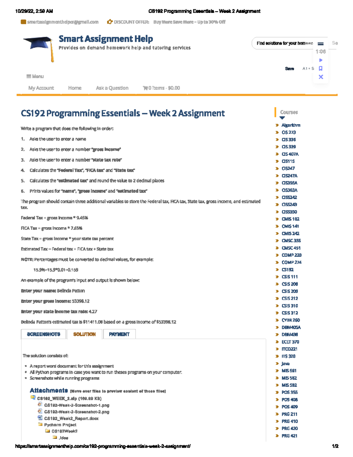 CS192 Programming Essentials WEEK 2 Assignment Executed CODE Solution Instr - 2:59 AM CS192 ...