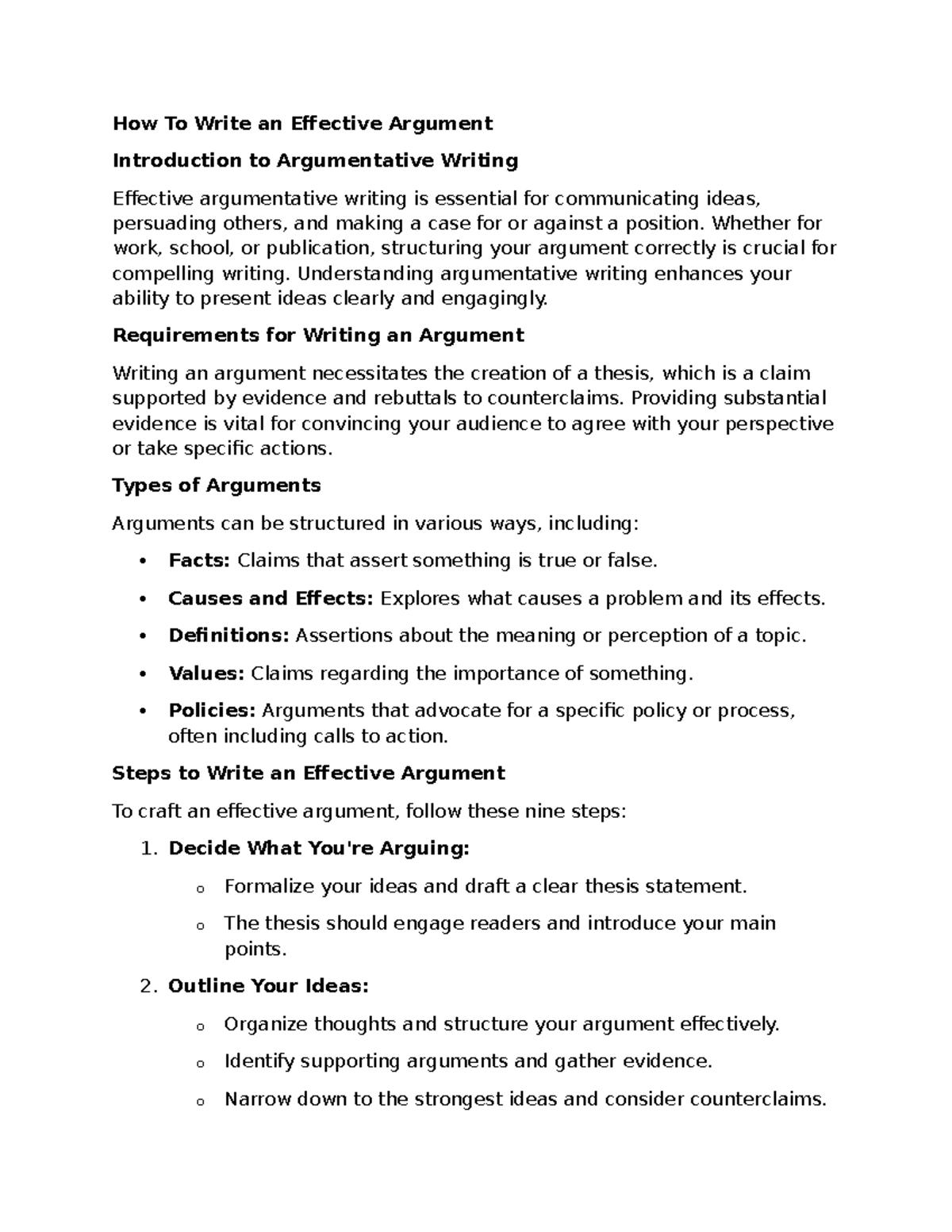 Effective Argument Writing Guide: Steps & Strategies for Success - Studocu