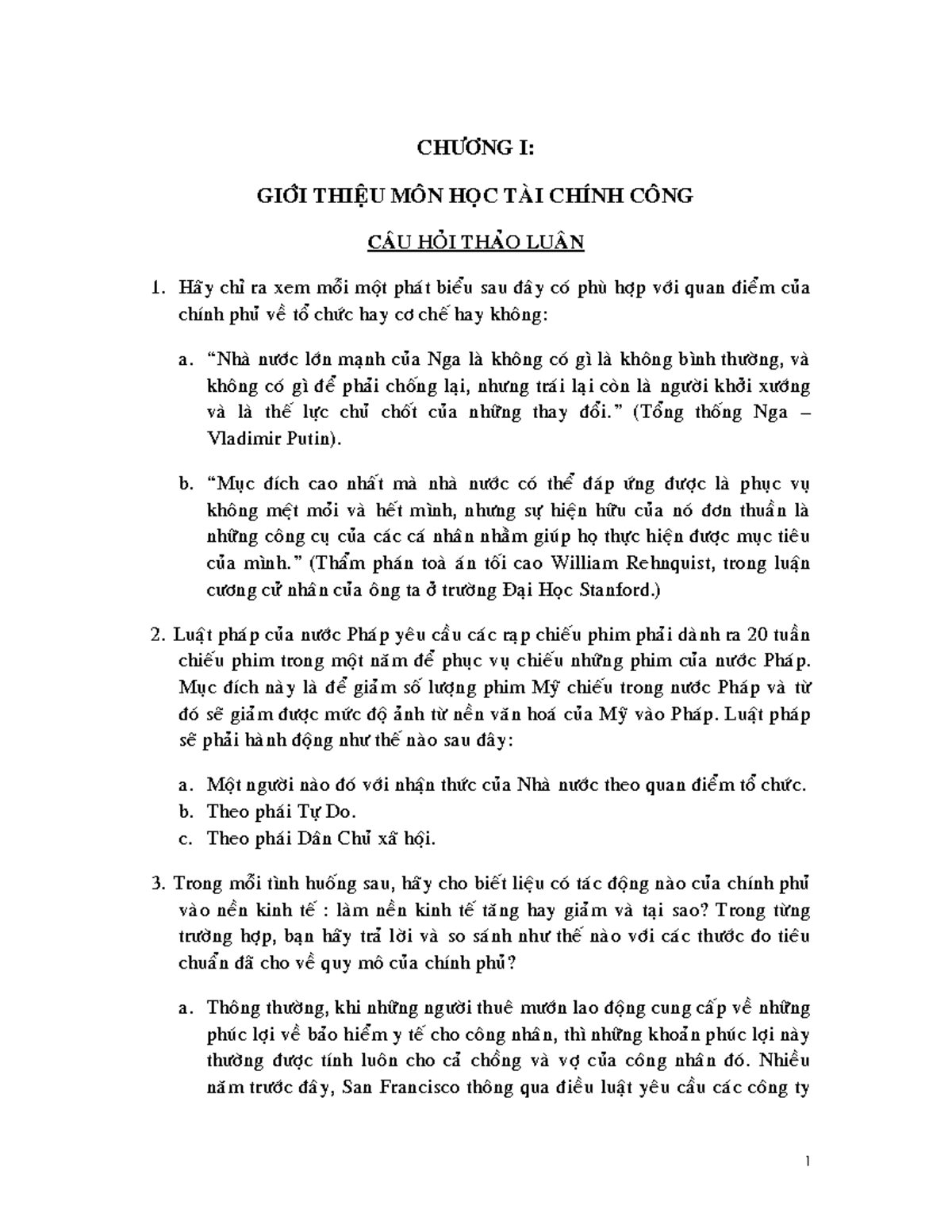 Bai giai Tai Chinh Cong GS Canh - CHÖÔNG I: GIÔÙI THIEÄU MOÂN HOÏC TAØI ...
