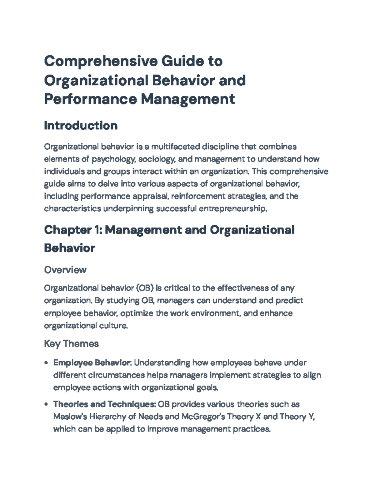Comprehensive Guide to Organizational Behavior and Performance ...