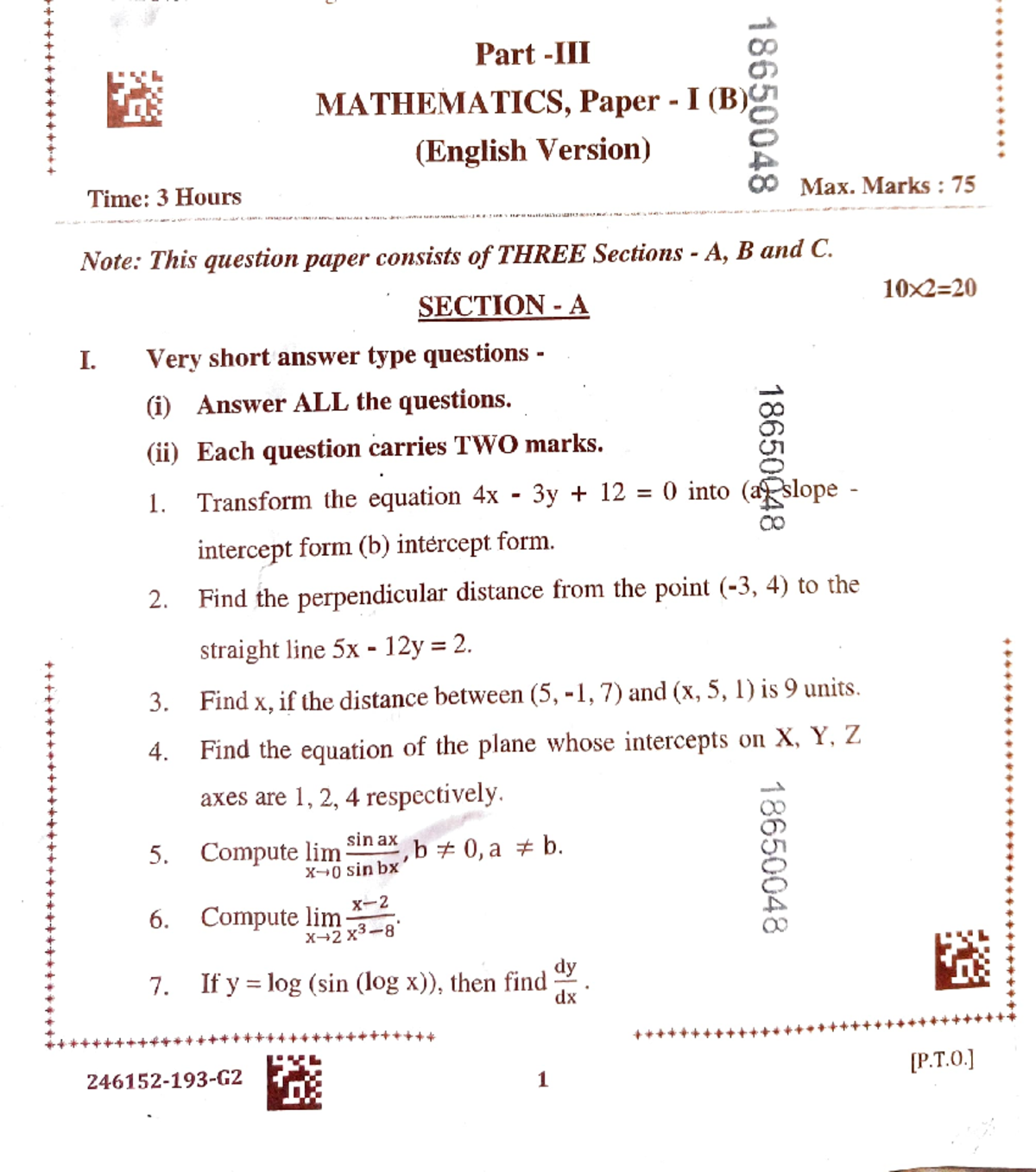 Maths -1B Final Exam Paper 2025 Andhra Pradesh - Studocu