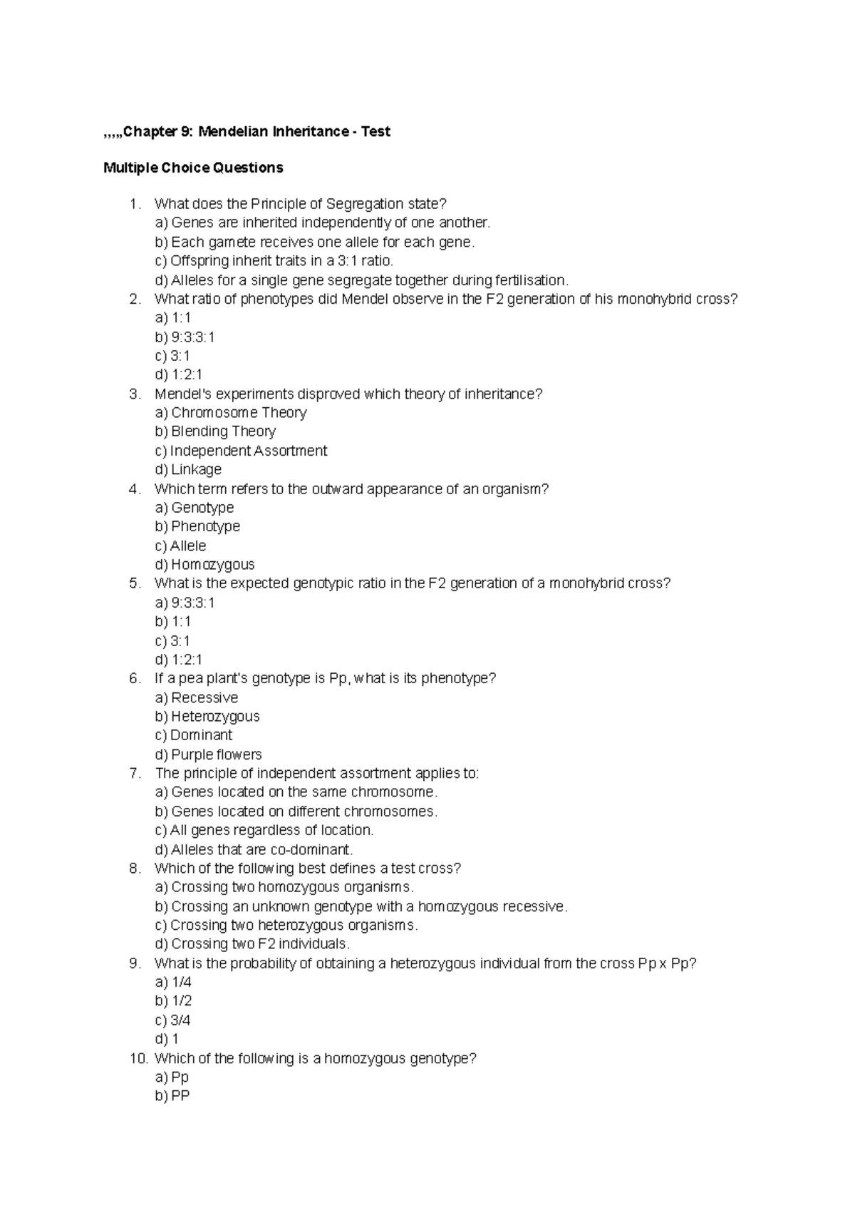 Chapter reviews - none - ,,,,,Chapter 9: Mendelian Inheritance - Test ...