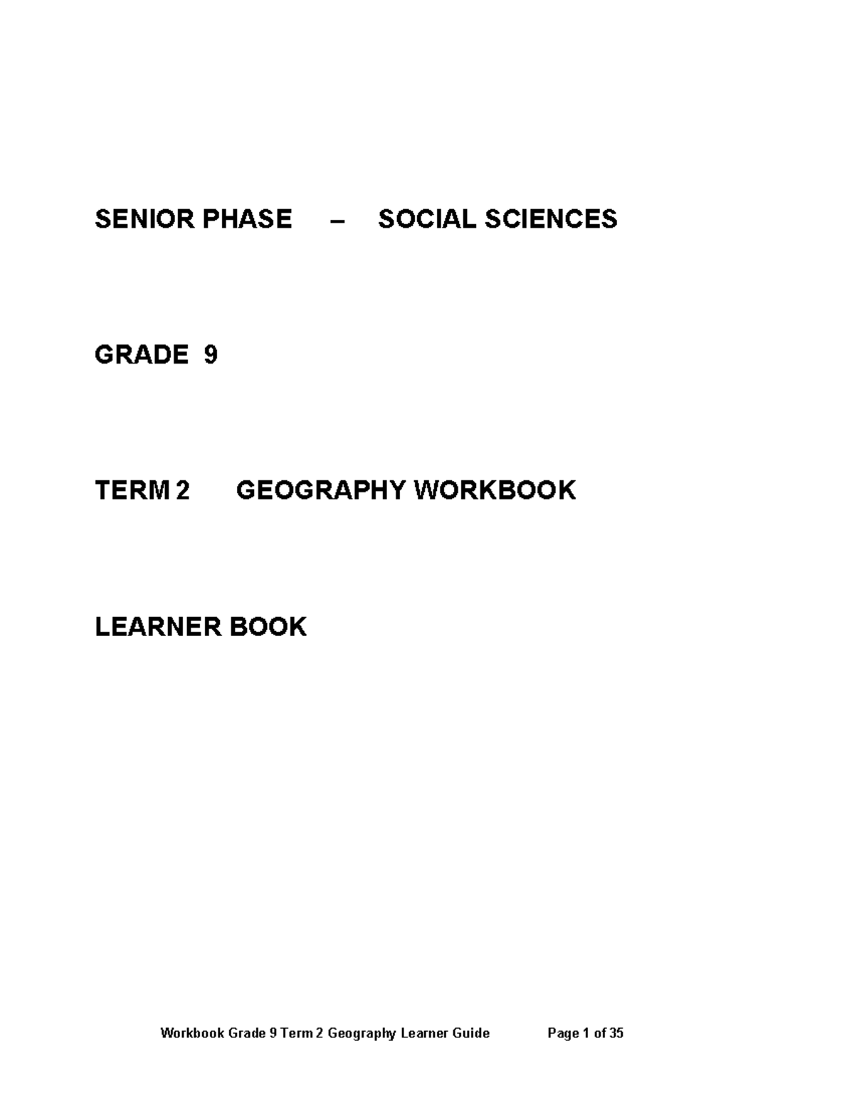SS GEO GR 9 TERM 2 Geography Workbook Learner Guide - Studocu
