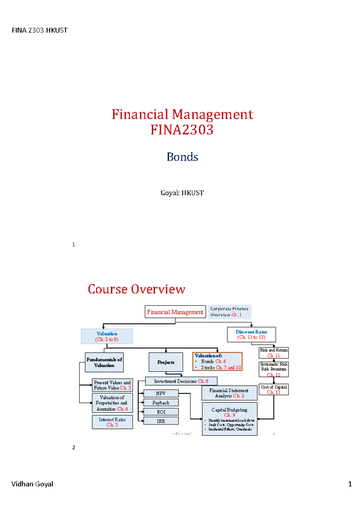 FINA 2303 HKUST Financial Management: Bonds Overview & Analysis - Studocu